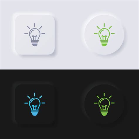 lightbulb icon set multicolor neumorphism button soft ui design for