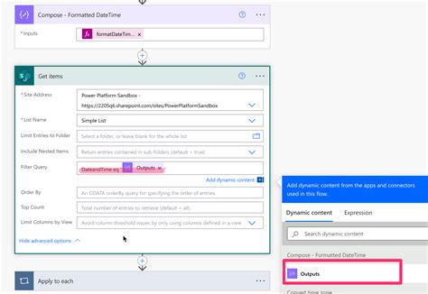 solved flow based on a sharepoint list date and time power platform