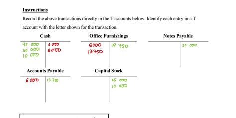 Exercise 1 Double Entry T Account