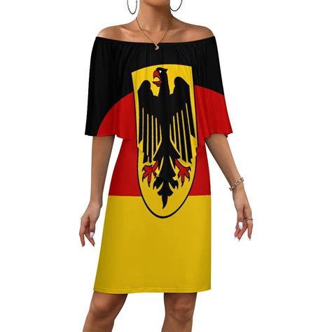 Amazing Vector Of German Flag Womens Off The Shoulder Ruffles Summer