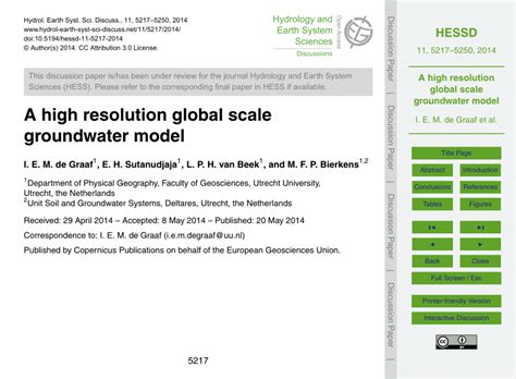 Pdf A High Resolution Global Scale Groundwater Model