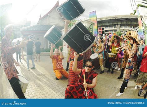A View Of The Brassing Band In Celebrating In The Streets Editorial