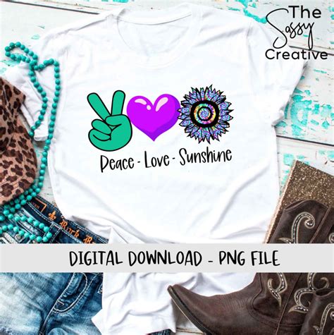 Peace Love Sunshine Summer Png File Sublimation Download