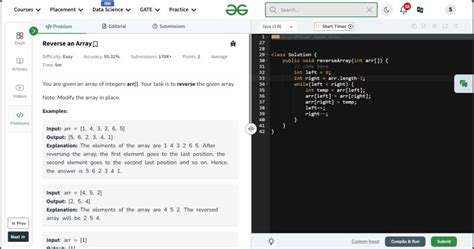 Day3 160daysofcode Reversearray Twopointertechnique Geeksforgeeks Sai Samhitha Nadipena
