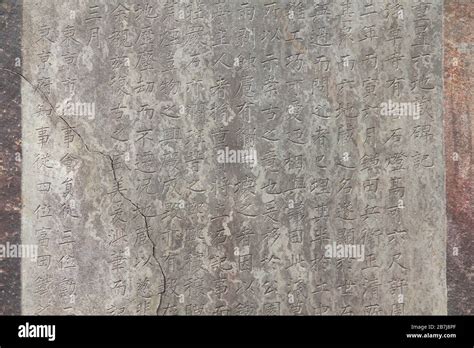 Ancient Japanese Language Engraving In Stone Monument At Famous Senso