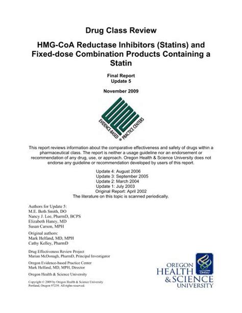 Statins And Fixed Dose Combination Products Containing A Statin