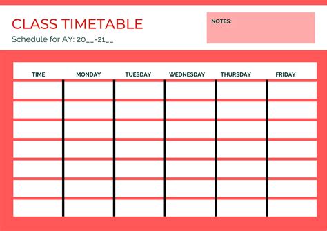 Class Timetable Class Timetable Class Schedule Class Schedule Template