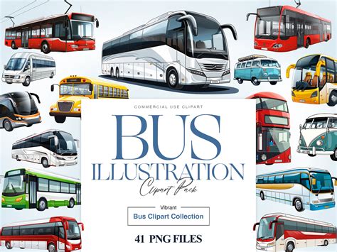 Bus Illustration Clipart Public Bus School Bus Mini Bus Clipartset