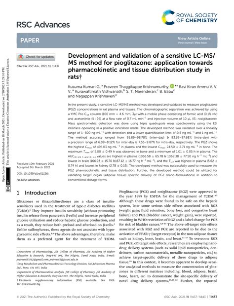 Pdf Development And Validation Of A Sensitive Lc Msms Method For
