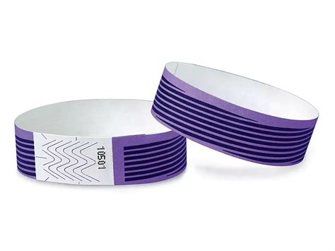 Tyvek® Wristbands Stripes Purple S 15232pur Uline