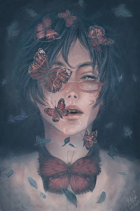 Safebooru 1boy Butterfly Dated Face Free Glasses Highres Lips Male