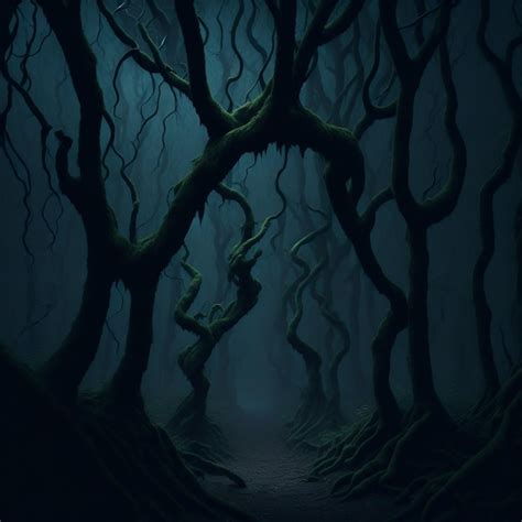 Premium Photo A Dark Forest With A Blue Background With The Words The Word On It