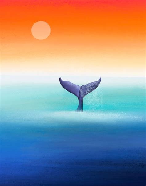 Rainbow Whale Tail Print Ocean Wall Art Sea Animal Art Home Decor