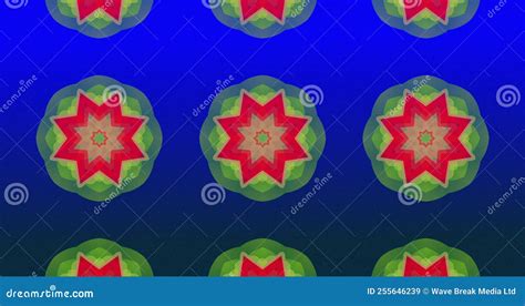 Image Of Abstract Shapes Moving In Hypnotic Motion Against Blue