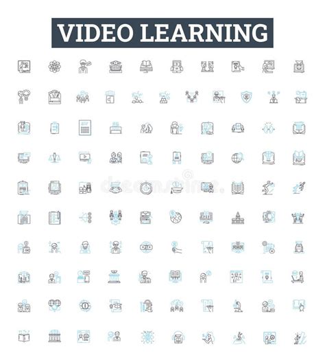 Video Learning Vector Line Icons Set Video Learning Course Tutorial
