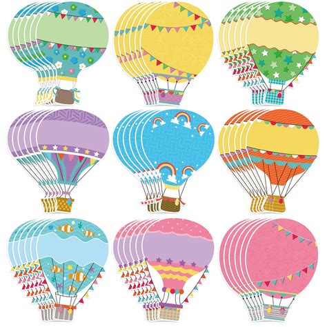 Zonon 90 Pieces Colorful Hot Air Balloons Cutouts 5 X 7 Inch Hot Air B