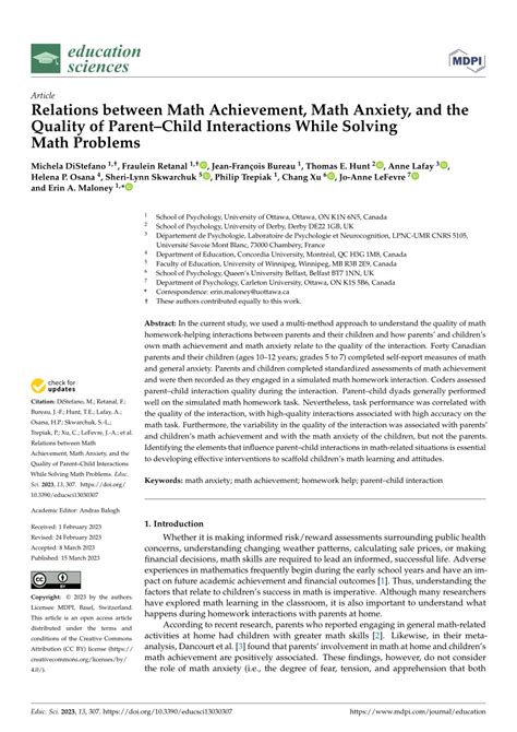 Pdf Relations Between Math Achievement Math Anxiety And The Quality