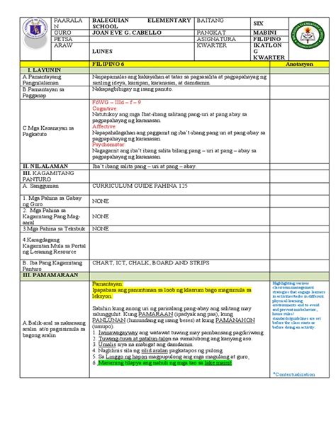 Contextualized Lesson Plan Pdf