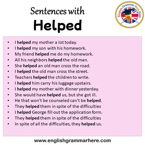 Sentences With Helped Helped In A Sentence In English Sentences For