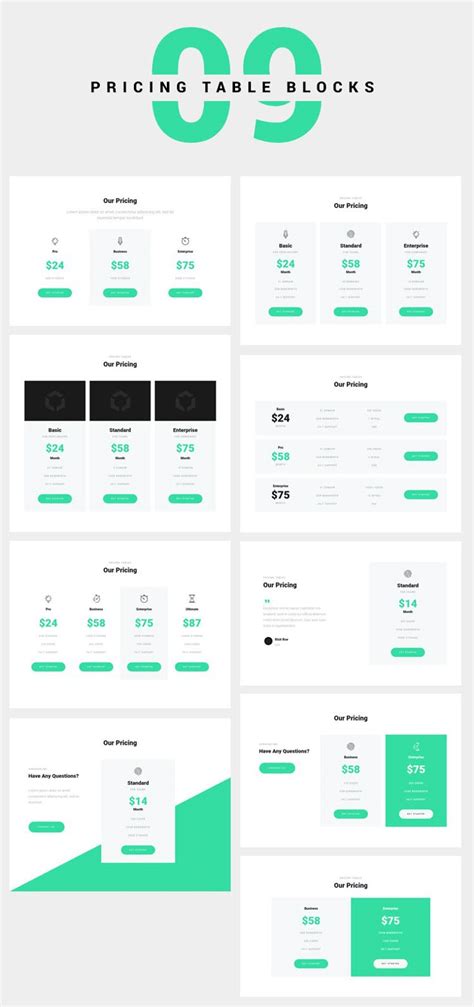 9 Pricing Table Blocks Wireframes Pricing For Convenience We