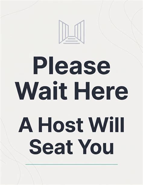 Please Wait To Be Seated Sign Free Printable Restaurant Signs