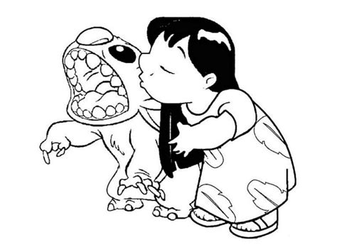 Lilo Kissing Stitch Coloring Page Download Print Or Color Online For