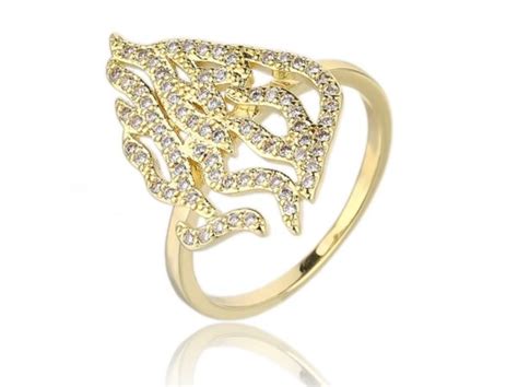 טבעת זהב לאישה תליון האש שלי שיבוץ זרקונים Aaa טיראן תכשיטים