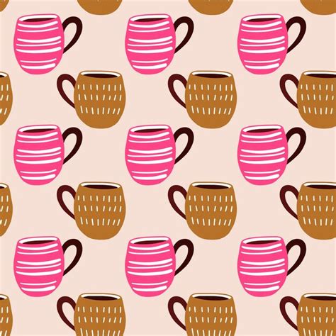 Premium Vector Seamless Pattern Of Cups Cute Vector Illustration