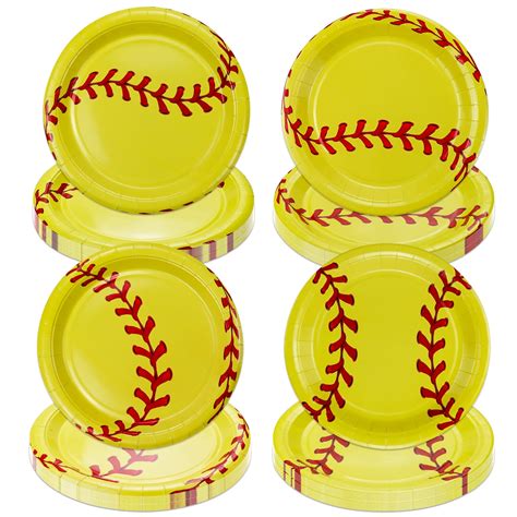 80pcs Softball Party Plates Decorations Including 9 Softball Ball