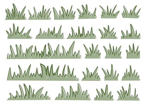 Premium Vector Green Grass Doodle Grass Illustration Grass Outline Illustration Set Of