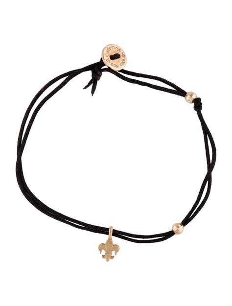 Alex Woo 14k Fleur De Lis Cord Wrap Bracelet Black 14k Yellow Gold
