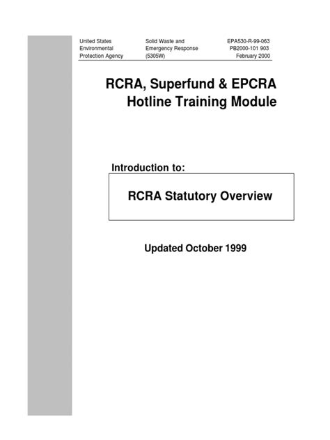 Rcra Superfund And Epcra Hotline Training Module Pdf Resource