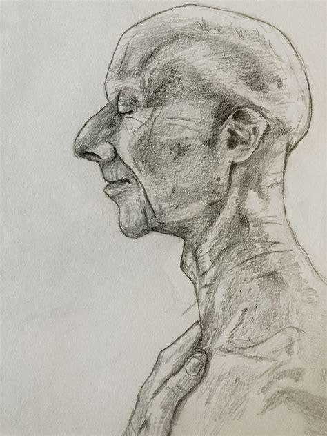 Old Man Side Profile Drawing