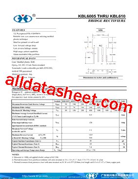 KBL610 Datasheet(PDF) - Guangdong Juxing Electronics Technology Co., Ltd.