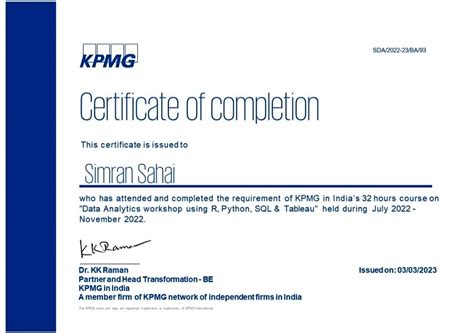 Dataanalytics Course Kpmgindia Simran Sahai