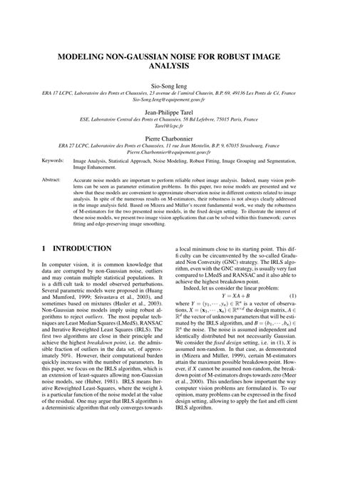 PDF Modeling Non Gaussian Noise For Robust Image Analysis