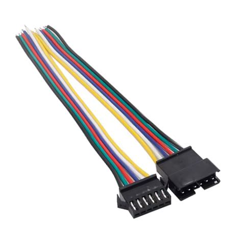 Par De Conectores Jst Macho E Fêmea Fio 22awg 15cm 6 Vias Pinos Conectores Casa Da