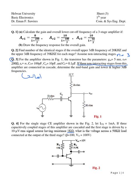 Sheet 3 Pdf Amplifier Electronic Circuits