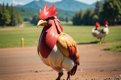 Premium Ai Image Big Rooster Crowing Gorgeous Feather Cockscomb