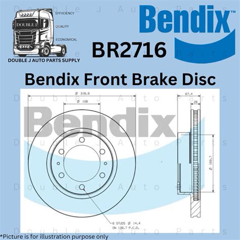 Genuine Bendix Toyota Hilux Fortuner Front Brake Disc Rotor Br2716