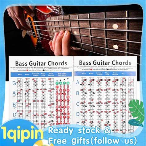 1qipin Ph 4‑string Guitar Chords Chart For Electric Exercise Tool Bass