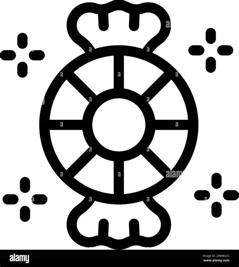 Simple Icon Of A Round Candy Wrapped In A Plastic Wrapper Sparkling