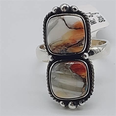 Jewelry Sterling Silver Double Spiny Oyster Copper Turquoise Ring