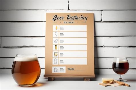 Homebrewing Beer Tasting Notes Signage Mockup With Blank White Empty