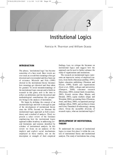 Pdf Institutional Logics