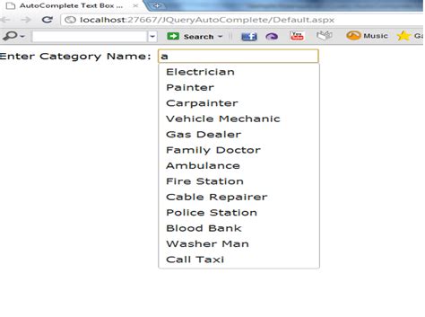 Net Tutorial Sample Example Of Jquery Autocomplete Textbox In By Using Webmethod How