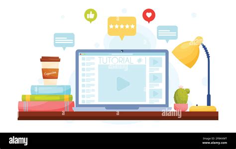 Online Education Video Tutorials Flat Design Vector Illustration