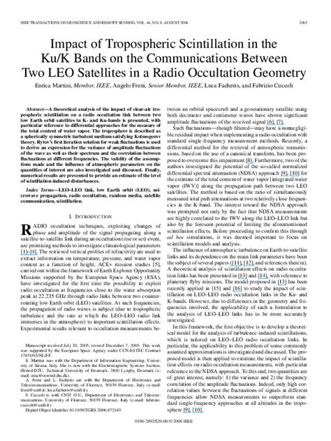 Pdf Impact Of Tropospheric Scintillation In The Kuk Bands On The