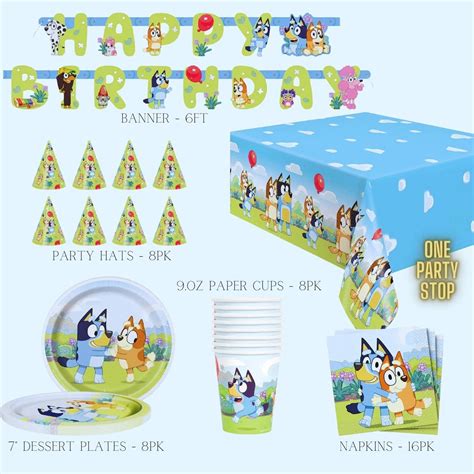 Bluey Birthday Party Supplies Banner Balloons And Tableware Etsy