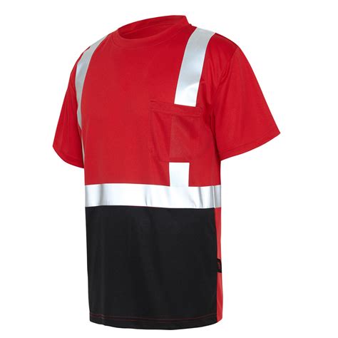 Gss Non Ansi Hi Vis Reflective Red With Black Bottom T Shirt 5124